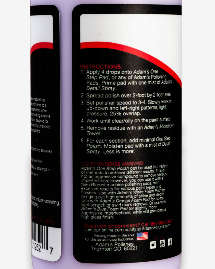 Adam's Polishes One Step Polish | Paint Correction Compound for Swirls