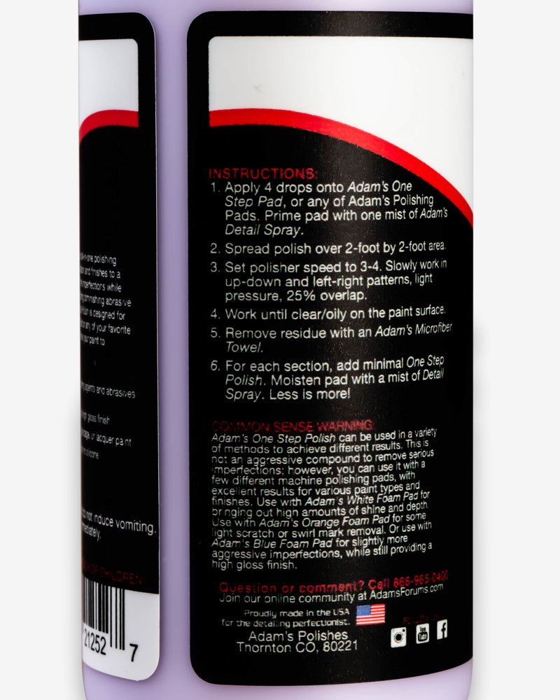 Adam's Polishes One Step Polish | Paint Correction Compound for Swirls